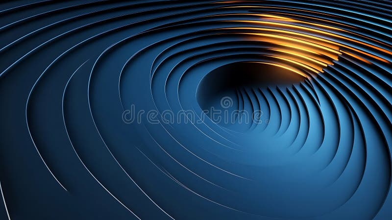 Abstract Dark Blue Concentric Circles with a Glowing Center Art ...