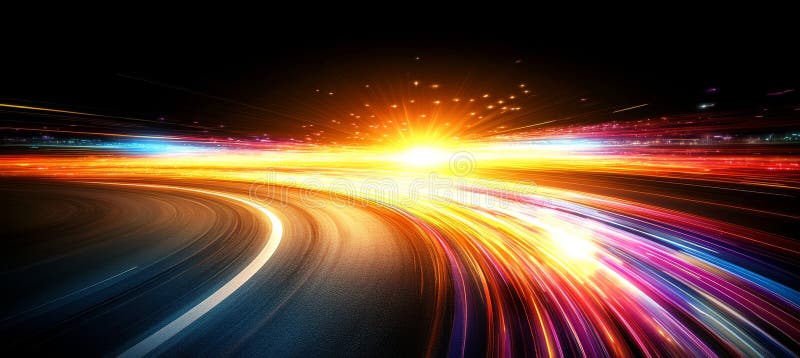 Dynamic Abstract Data Flow with Luminous Pathways and Vibrant Orange ...