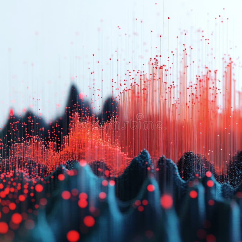 Dynamic Abstract Data Visualization with Red and Blue Points Stock ...