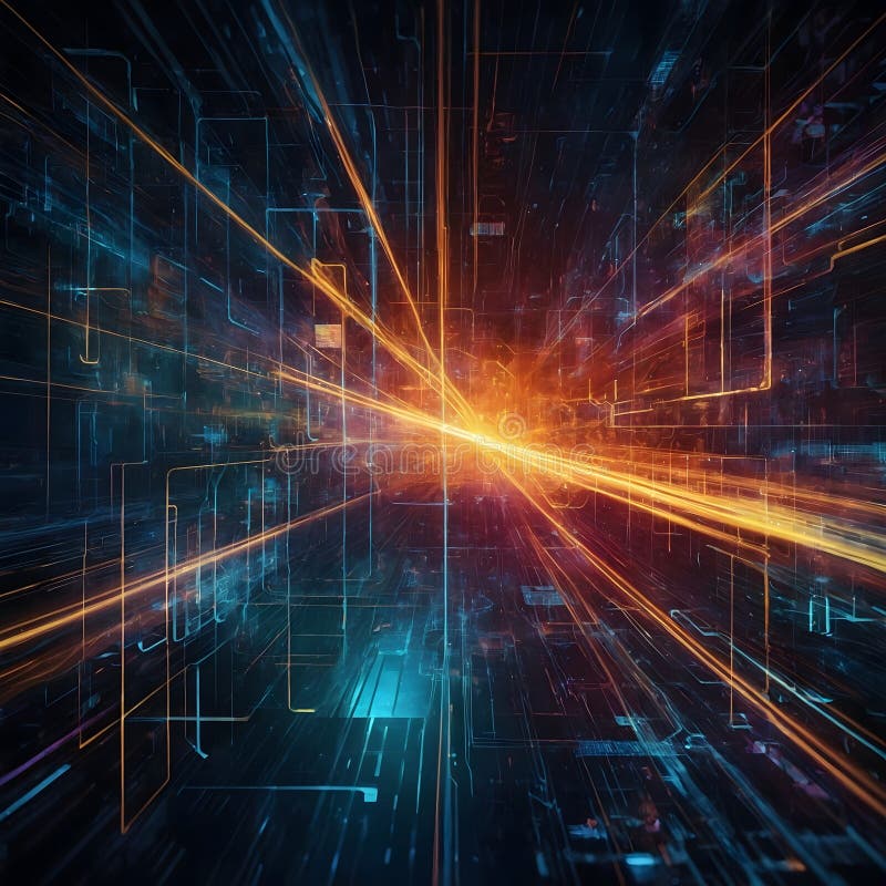 Dynamic Abstract Design with Digital Grids, Light Trails, and Tech ...