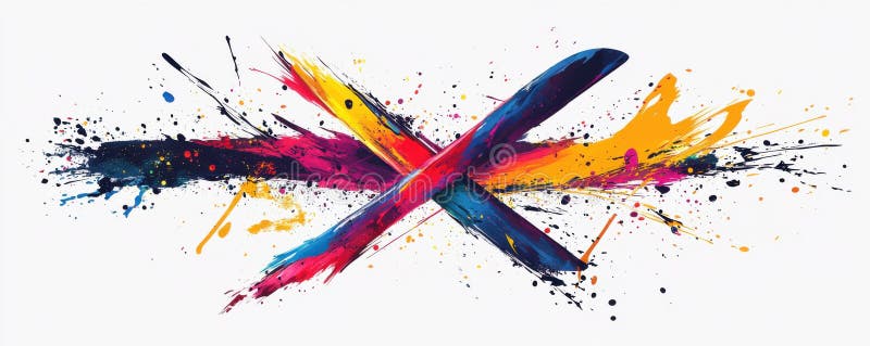 Vibrant Abstract Art with Colorful X-shaped Paint Splashes Stock Photo ...