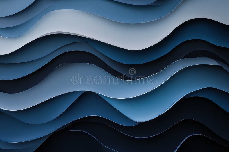 Dynamic Abstract Design Featuring Layered Water Waves in Deep Blue Hues ...