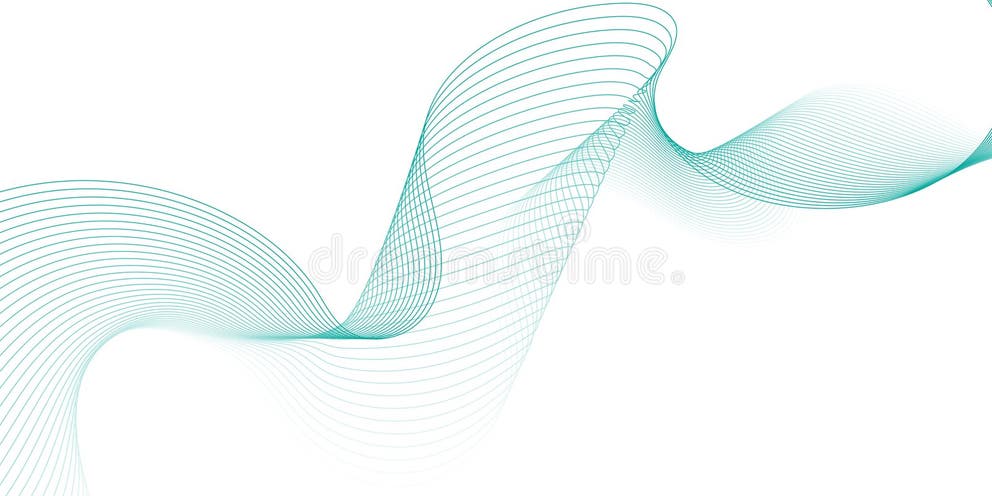 A Dynamic Abstract Design Featuring Teal-colored, Layered Lines Creating Flowing Wave Patterns ...