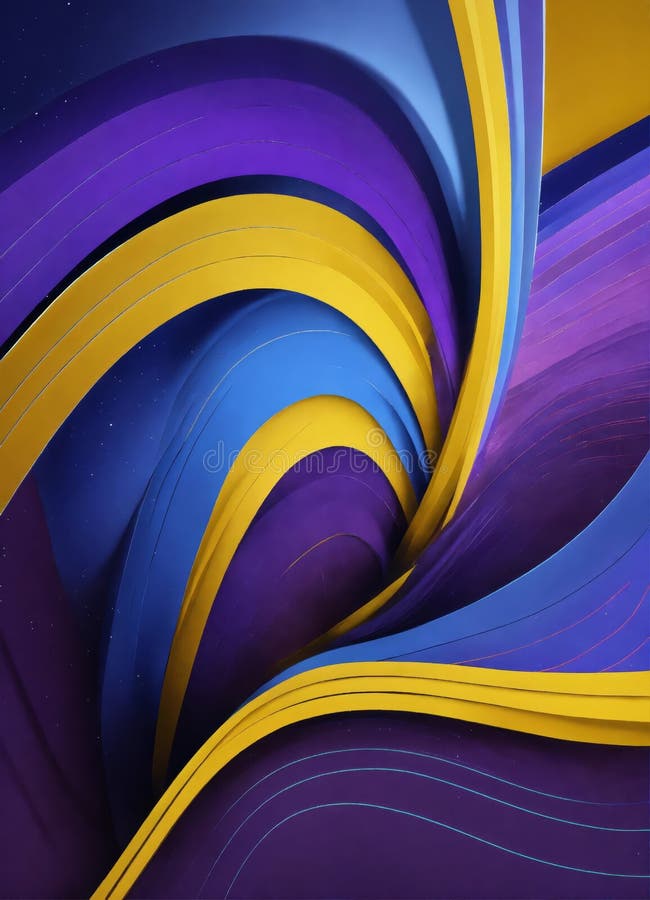 Dynamic Abstract Design with Flowing Curves in Vivid Purple and Yellow ...