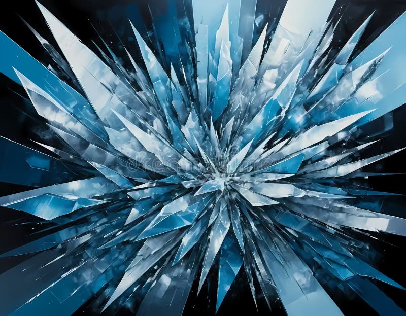 A Dynamic Abstract Design, with Fragmented Ice Shards Bursting Outward ...
