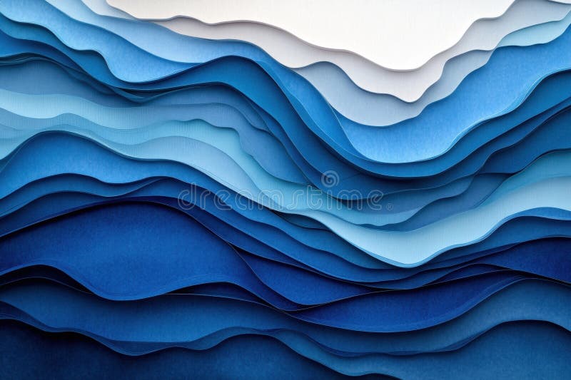 Dynamic Abstract Design with Layered Water Waves in Deep Blue Hues and ...