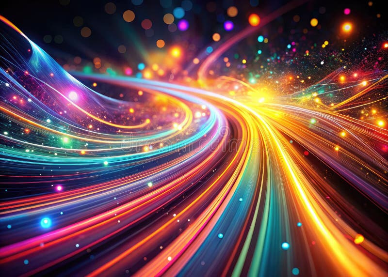 Dynamic Abstract Digital Art Glowing Trails in a Deep Focus Visual ...