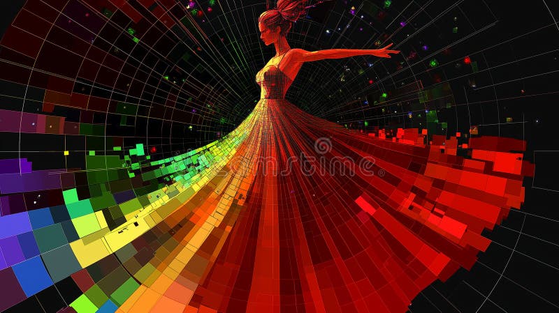 A Dynamic and Abstract Digital Artwork Features a Woman, Poised in a ...