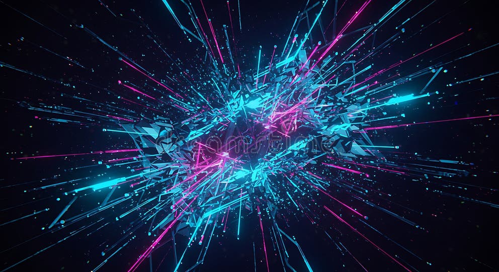 Dynamic Abstract Digital Artwork Featuring an Explosion of Neon Light ...