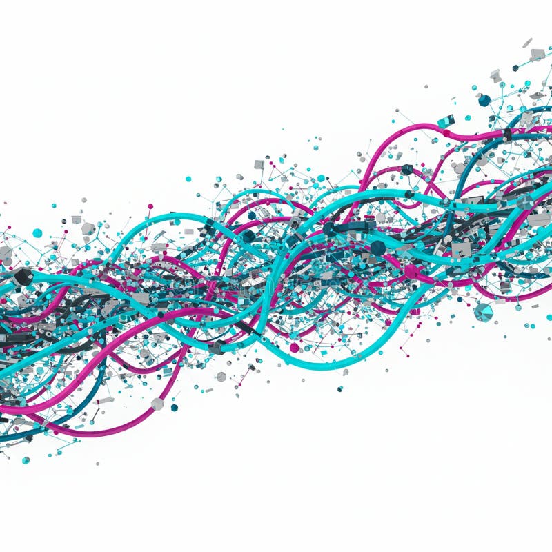 Dynamic, Abstract Digital Artwork Featuring Intertwined, Flowing ...