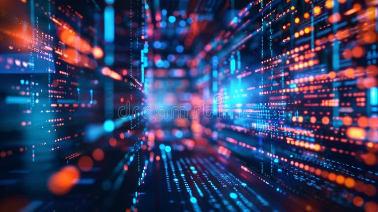 Dynamic Abstract Digital Lines in Blue and Orange Stock Photo - Image ...