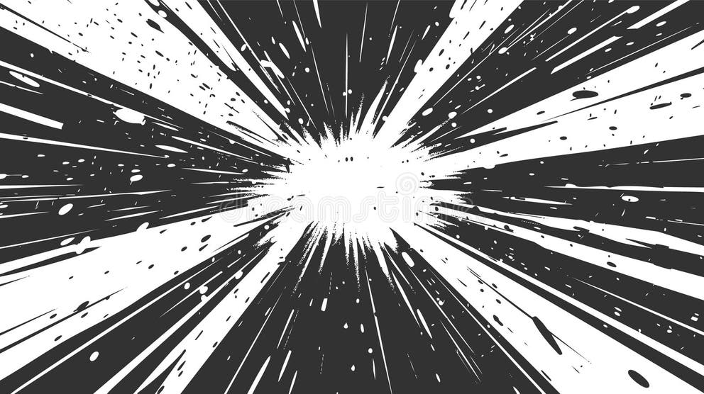 Dynamic Abstract Explosion Graphic in Black and White with Radial Lines ...