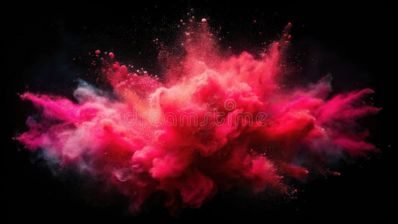 Dynamic Abstract Explosion of Vibrant Pink and Crimson Powder Against a ...
