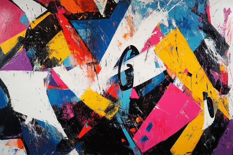 Dynamic Abstract Expressionism Chaotic Color Splashes and Geometric ...