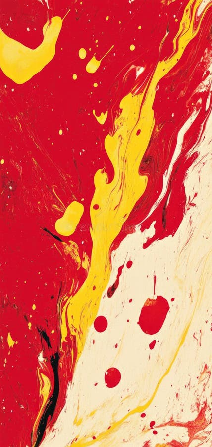 Dynamic Abstract Expressionism with Red and Lemon Splashes for ...