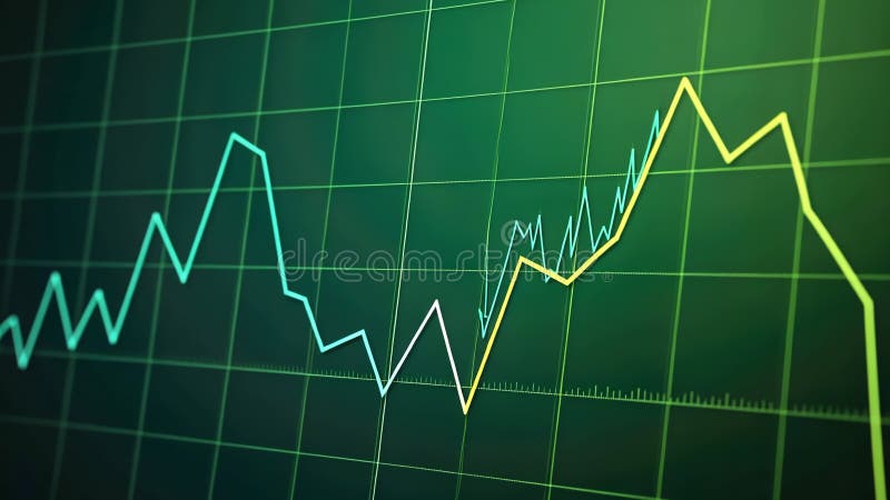 A Dynamic Abstract Financial Chart with Upward and Downward Trends on a ...