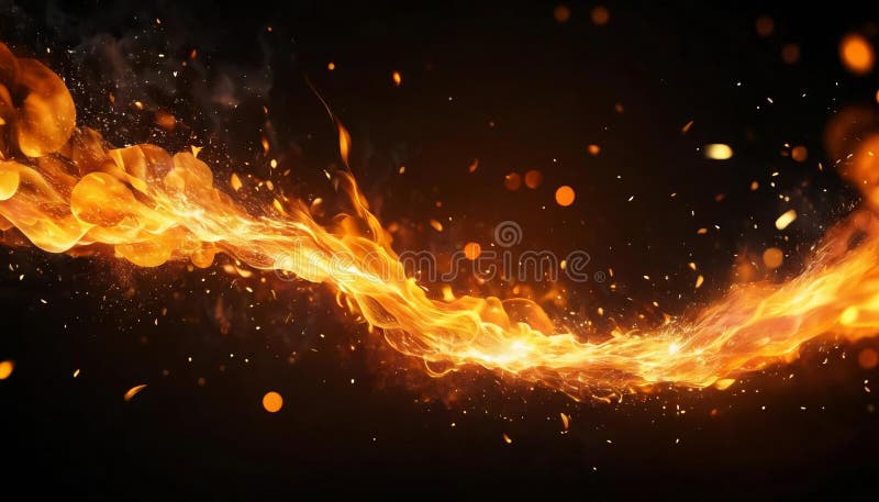 Dynamic Abstract Flame Flow Against a Dark Background Stock ...