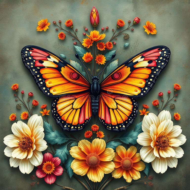 Dynamic Abstract Floral Butterfly Pattern an Expressionist Texture ...