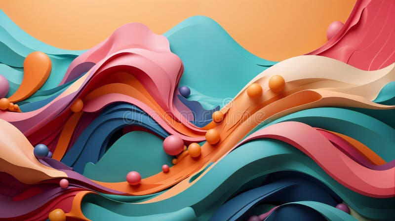 Dynamic Abstract Flow of Colorful Organic Shapes Stock Illustration ...