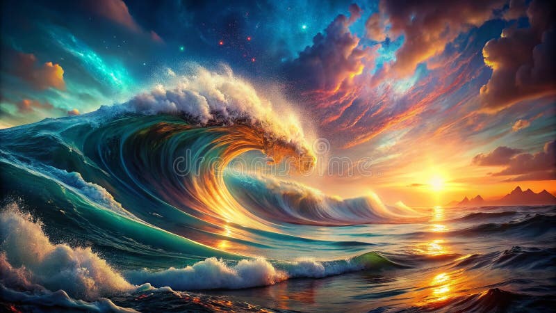 Dynamic Abstract Fluid Art Animated Ocean Waves in a Surreal Visual ...