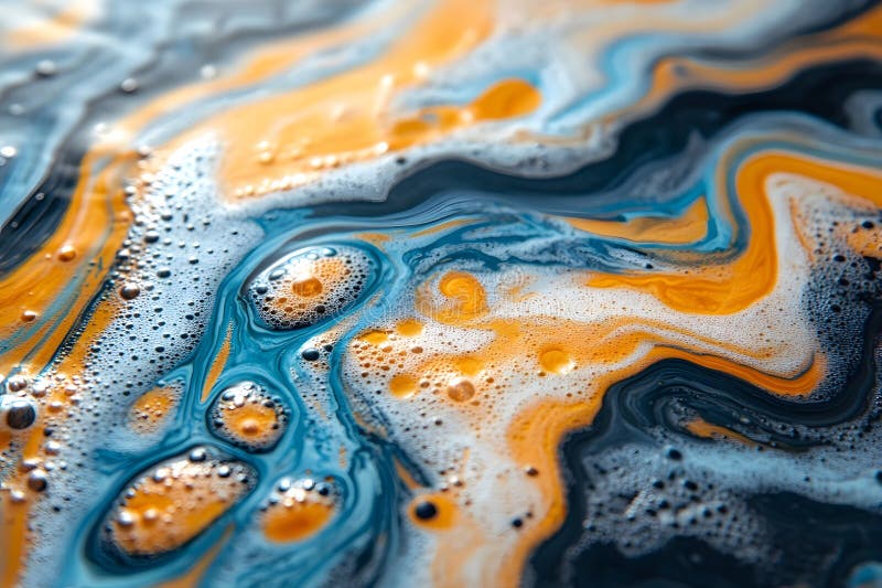 Abstract Fluid Art with Vibrant Swirls of Orange and Blue Generative AI ...