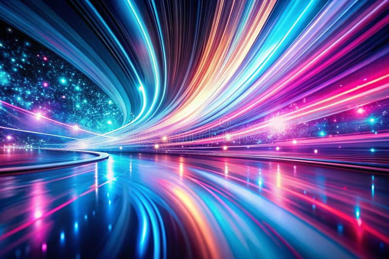 Dynamic Abstract Futuristic Background Pink and Blue Light Streaks ...