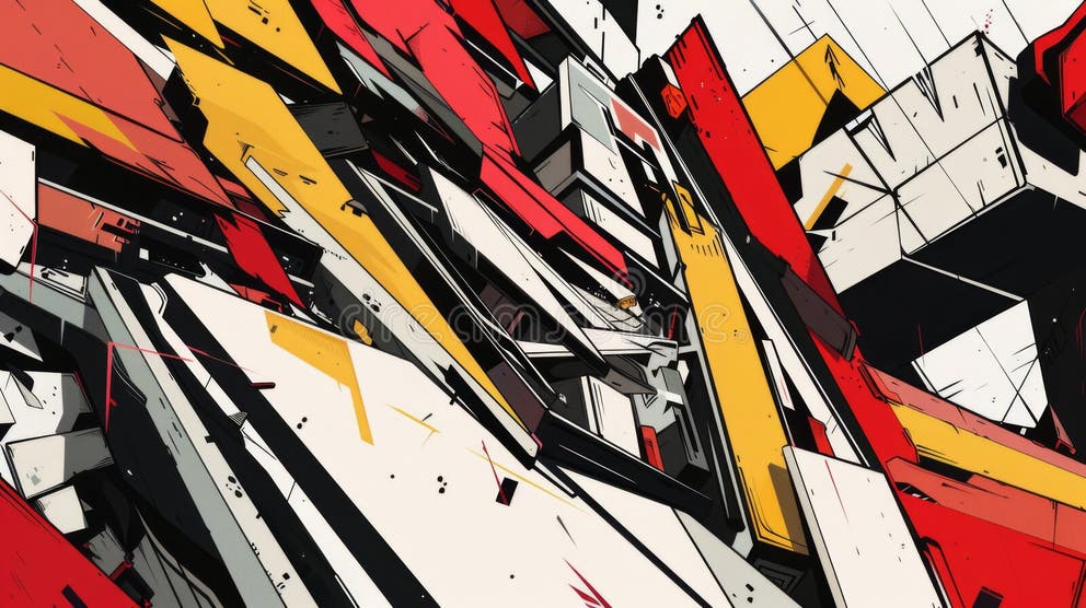 Dynamic Abstract Geometric Explosion in Bold Colors Stock Photo - Image ...