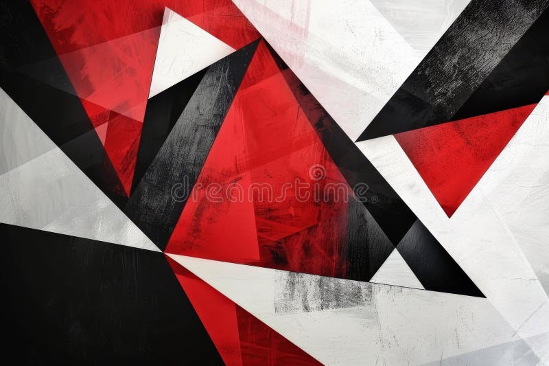 Dynamic Abstract Geometric Pattern in Striking Red, White, and Black ...