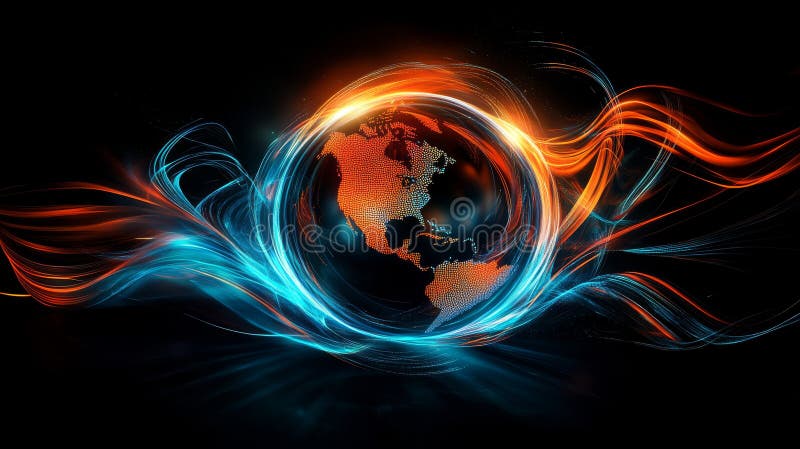 A Dynamic Abstract Globe that Features Vibrant Energy Lines and ...