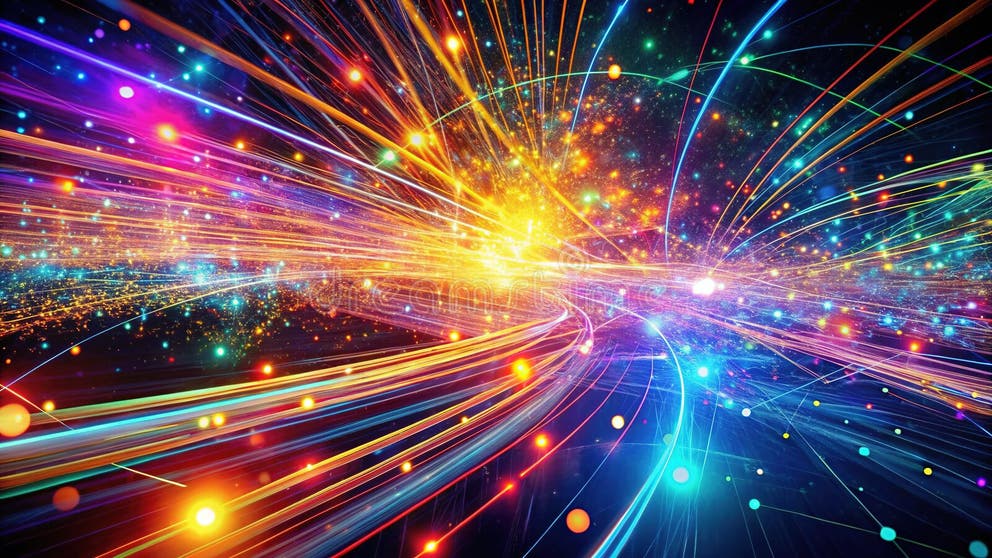 Dynamic Abstract Glowing Data Stream Visualizing Complex Digital ...