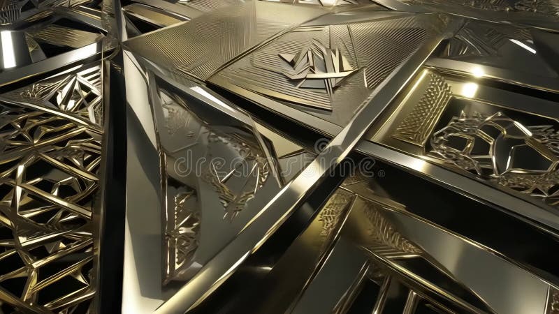 A Dynamic Abstract Gold Pattern with Symmetrical Lines and Reflections ...