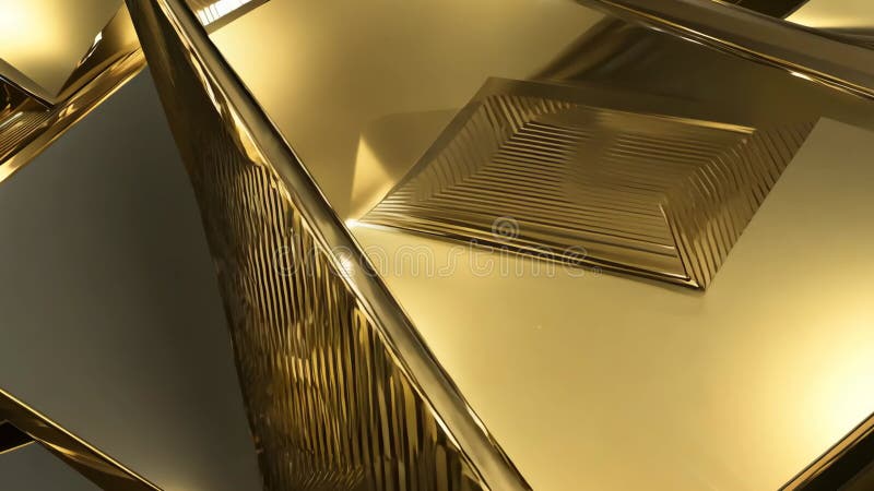 A Dynamic Abstract Gold Pattern with Symmetrical Lines and Reflections ...