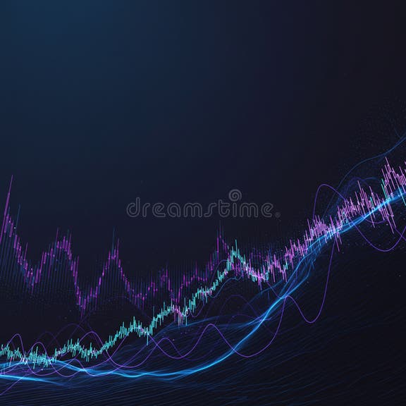 Dynamic Abstract Graph Featuring Wavy, Multicolored Lines and Peaks on ...