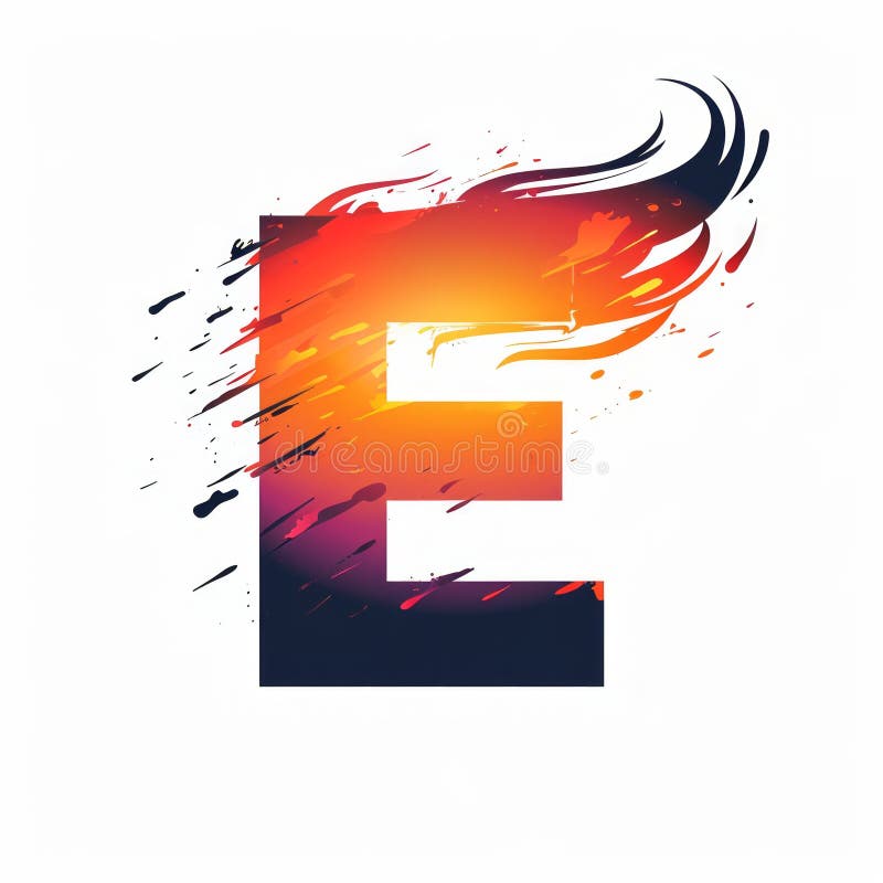 Dynamic Abstract Grunge Letter E Emblem with Bold Colors and Energetic ...