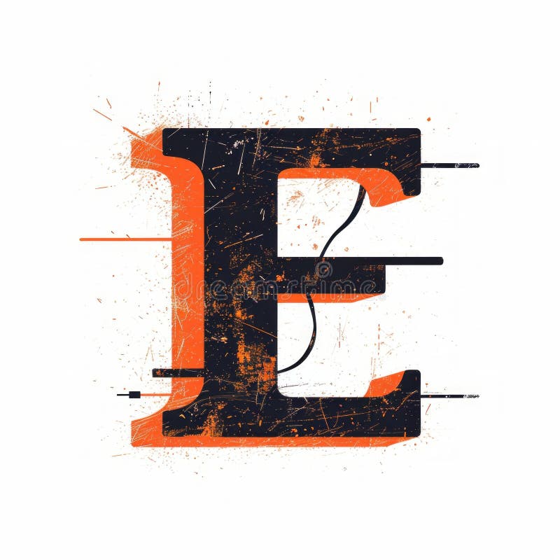 Dynamic Abstract Grunge Letter E Emblem with Bold Colors and Energetic ...