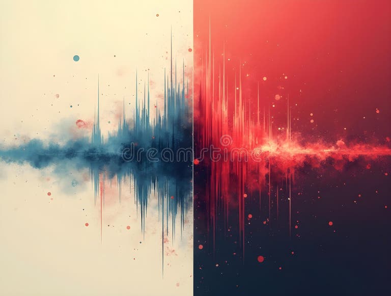 Dynamic Abstract Image with a Central Divide, Featuring a Blue ...