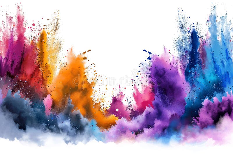 Vibrant Colorful Powder Explosion Against White Background Stock ...