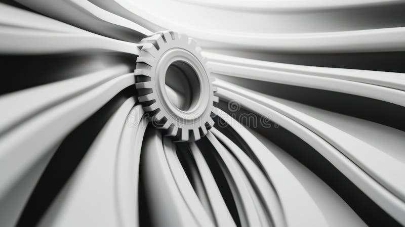Abstract Gear Design with Flowing Lines in Monochrome Tones, AI Stock ...