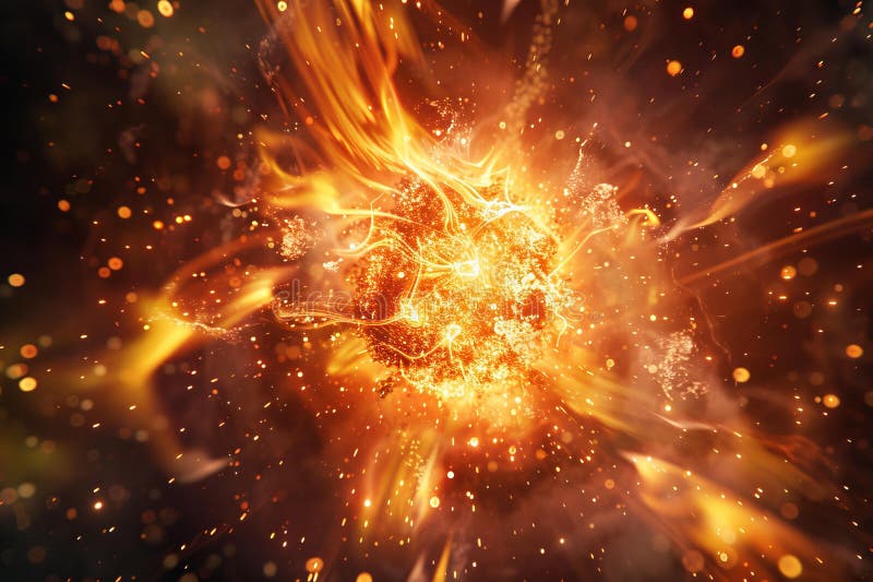 Explosive Energy Burst with Sparks and Light Stock Photo - Image of ...