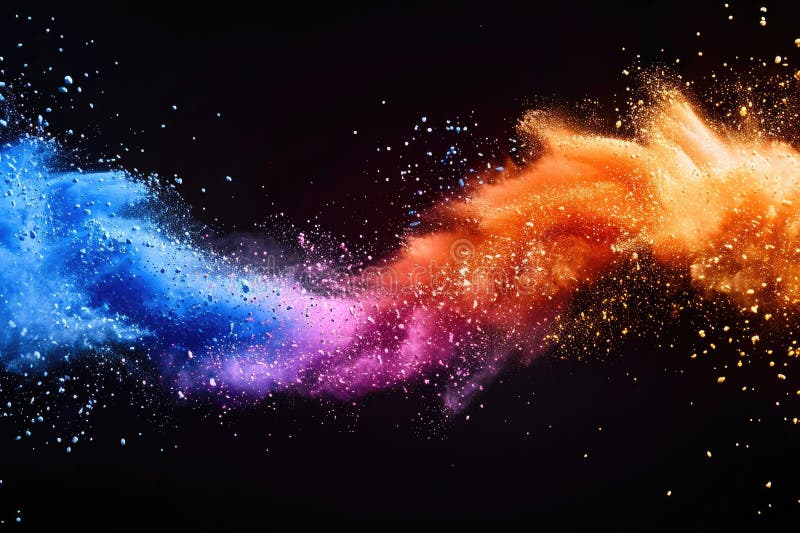 Vibrant Color Powder Explosion on Black Background: Abstract Art Stock ...