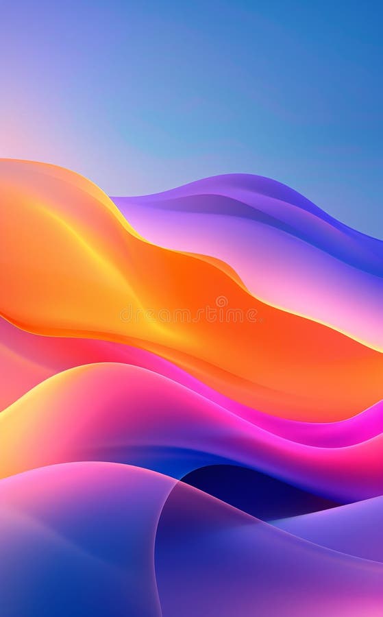 Vibrant Abstract Gradient Waves in Fluorescent Colors with Blue Sky ...