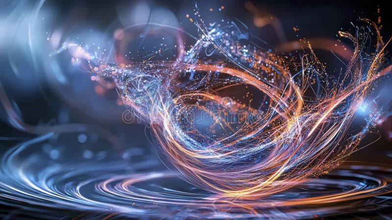 Dynamic Abstract Light Lines Twisting and Turning in a Curved Motion ...