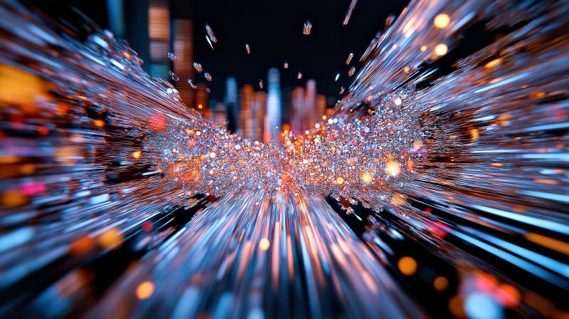 Dynamic Abstract Light Streaks with Bokeh in a Futuristic Urban Setting ...