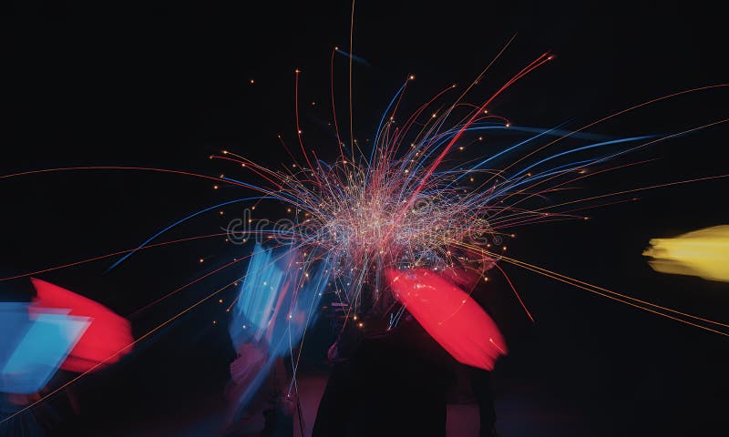 Dynamic Abstract Light Trails Explosion of Colorful Light Rays on Dark ...