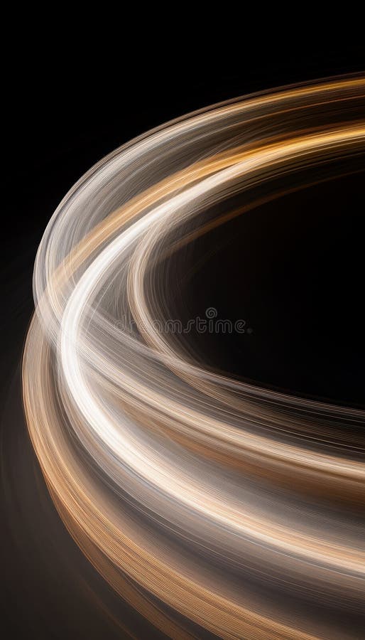 Dynamic Abstract Light Trails Flowing Light Energy Stream with Gold ...