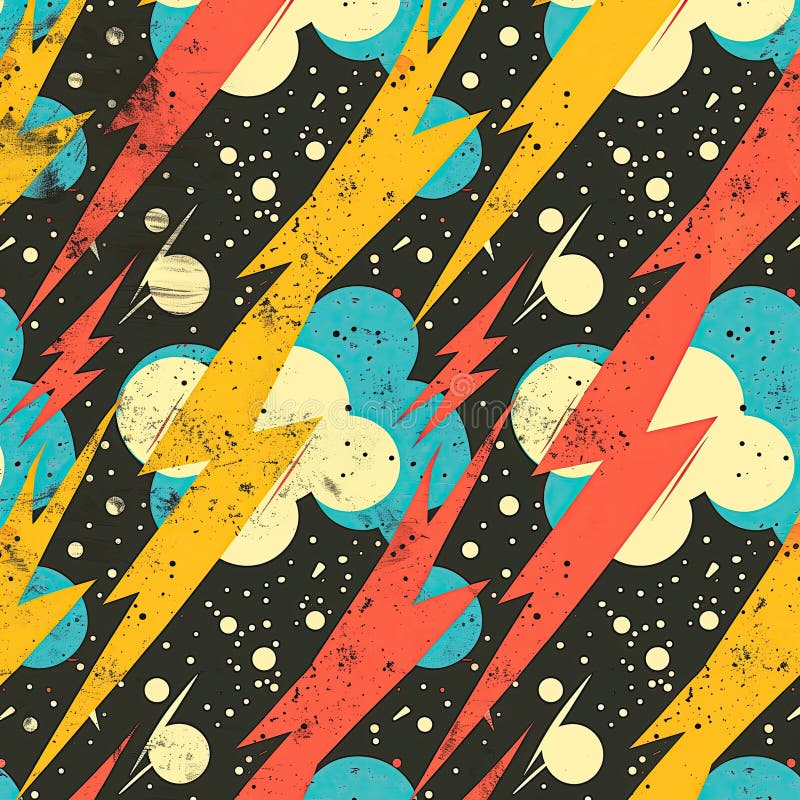 Abstract Lightning Bolt Pattern Background Thunderstorm Weather Retro ...