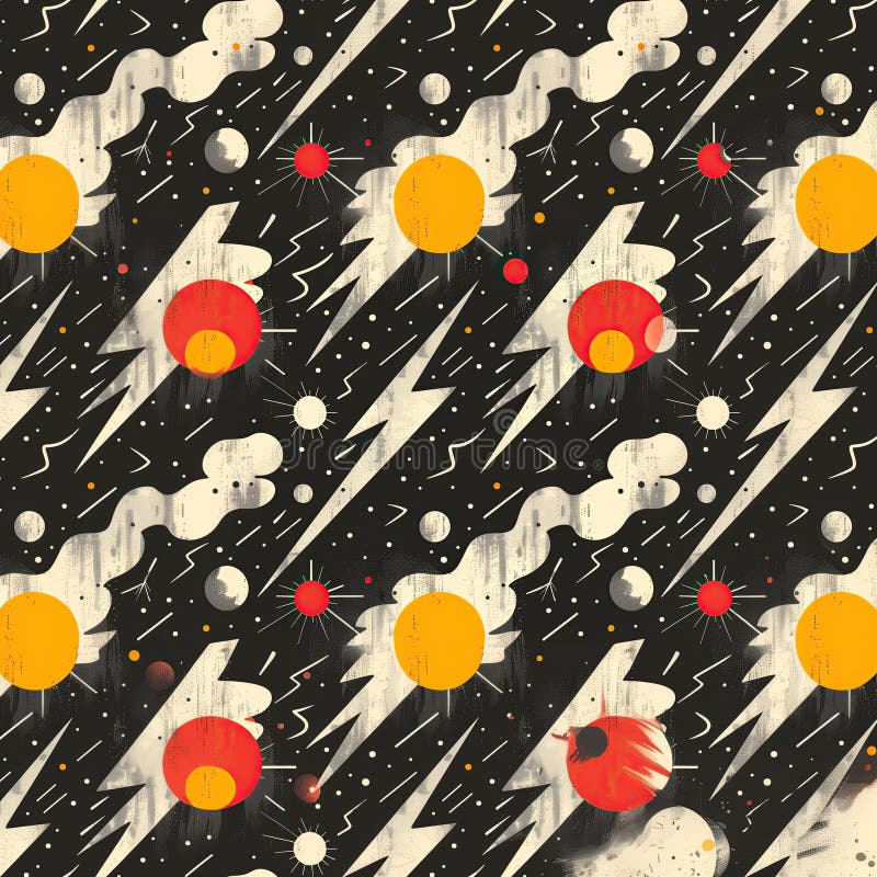 Abstract Lightning Bolt Pattern Background Thunderstorm Weather Retro ...