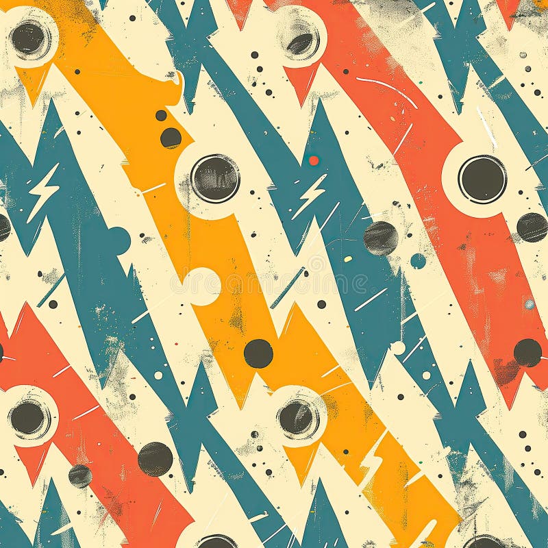 Abstract Lightning Bolt Pattern Background Thunderstorm Weather Retro ...