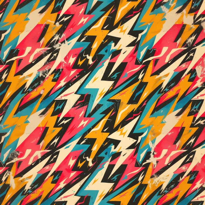 Abstract Lightning Bolt Pattern Background Thunderstorm Weather Retro ...