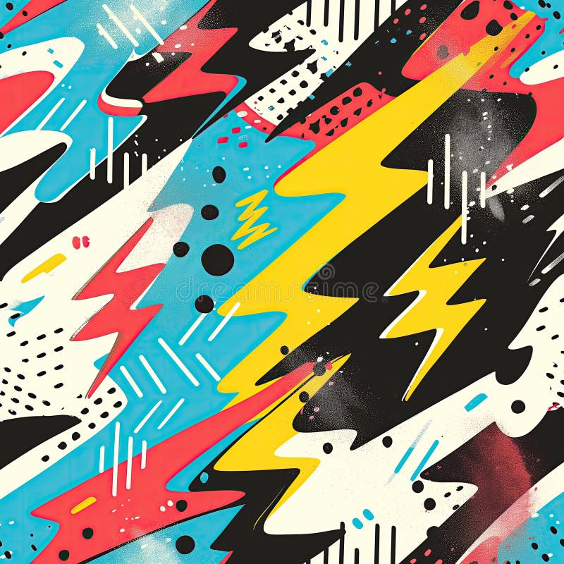 Abstract Lightning Bolt Pattern Background Thunderstorm Weather Retro ...